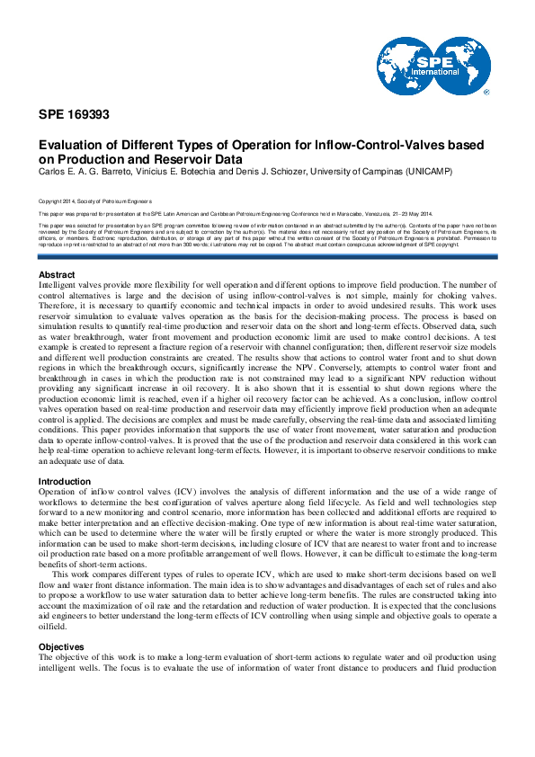 (PDF) Evaluation of Different Types of Operation for Inflow-Control ...