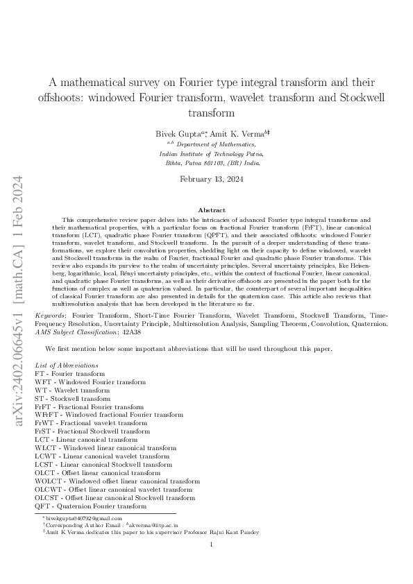 Pdf A Mathematical Survey On Fourier Type Integral Transform And