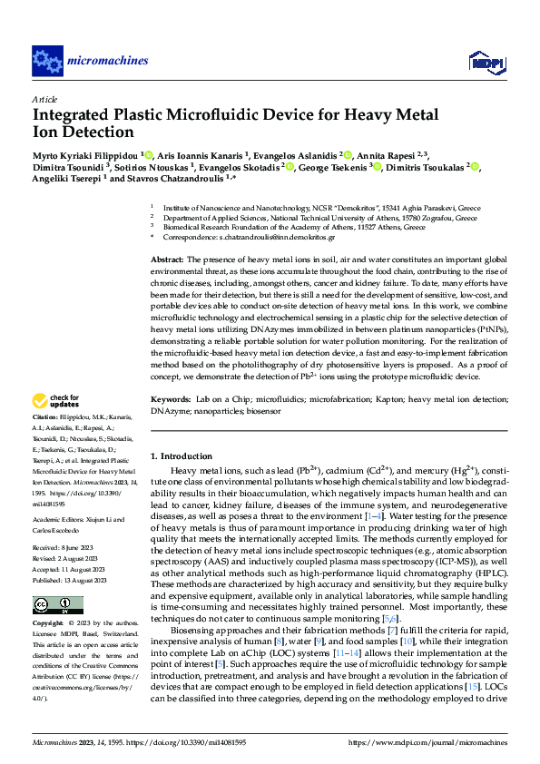 (PDF) Integrated Plastic Microfluidic Device for Heavy Metal Ion Detection