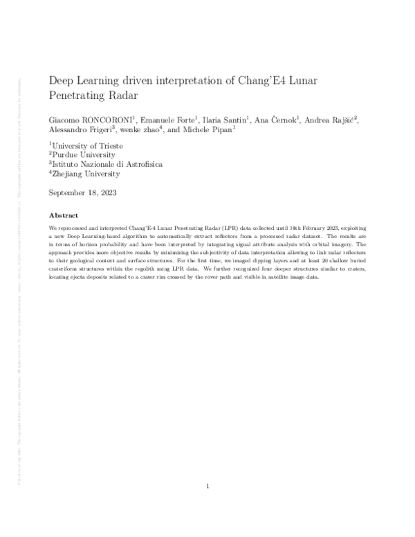 (PDF) Deep Learning driven interpretation of Chang'E4 Lunar Penetrating Radar