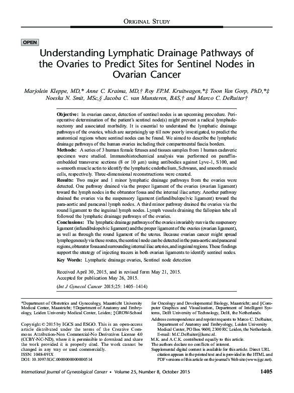 (PDF) Understanding Lymphatic Drainage Pathways of the Ovaries to ...