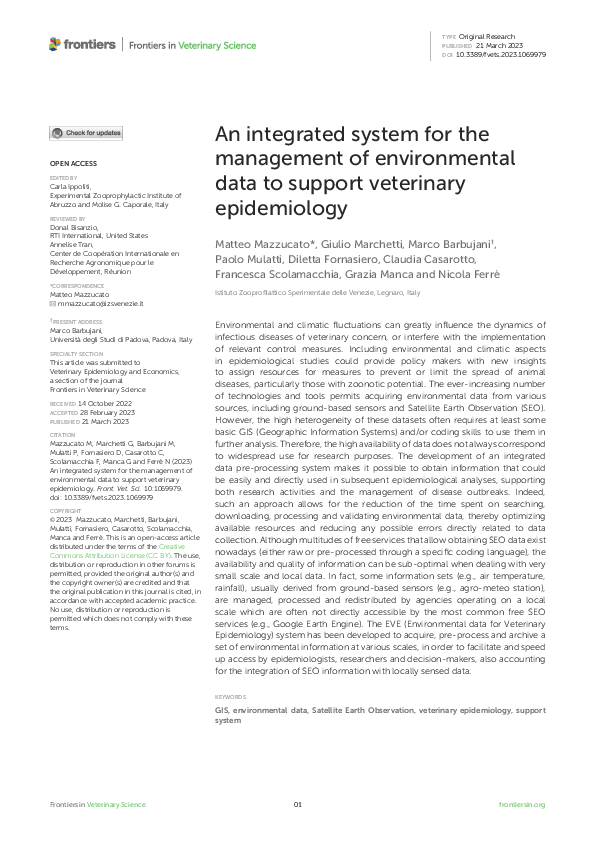 (PDF) An integrated system for the management of environmental data to ...