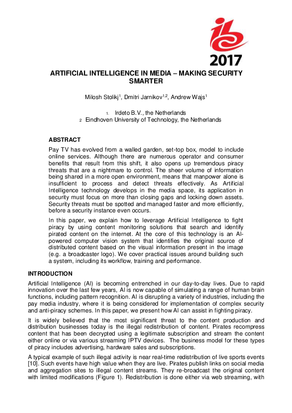 (PDF) Artificial Intelligence in Media – Making Security Smarter