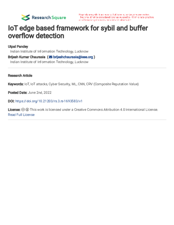 (PDF) Edge Framework for IoT Attack Detection
