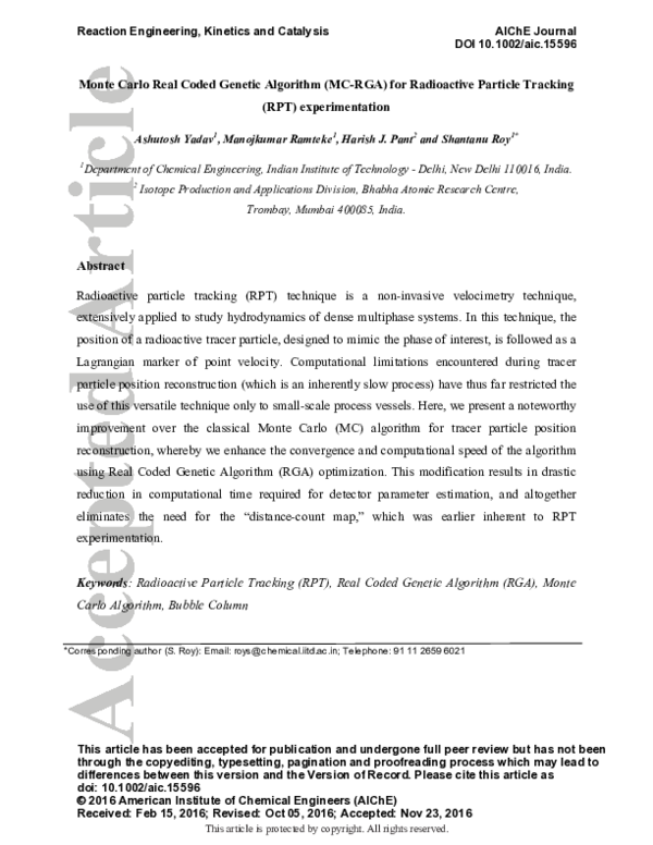 (PDF) Monte Carlo real coded genetic algorithm (MC‐RGA) for radioactive particle tracking (RPT ...