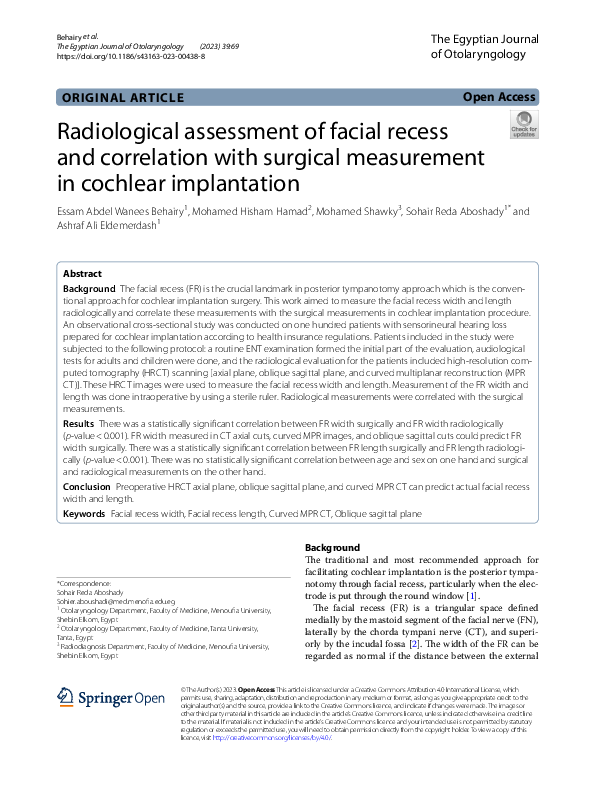 (PDF) Radiological assessment of facial recess and correlation with ...