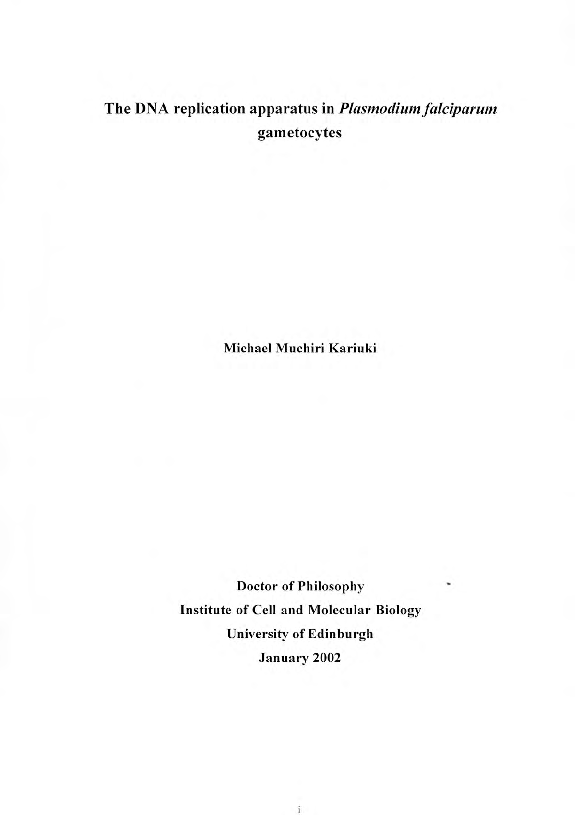 (PDF) The DNA replication apparatus in Plasmodium falciparum ...