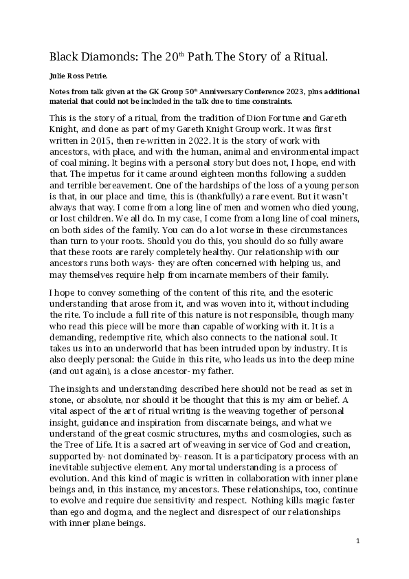 (PDF) Black Diamonds: The 20 th Path. The Story of a Ritual
