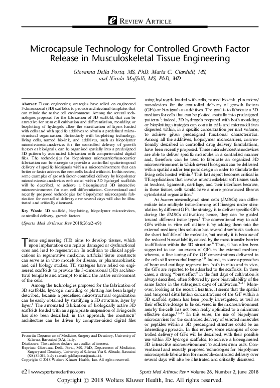 (PDF) Microcapsule Technology for Controlled Growth Factor Release in ...
