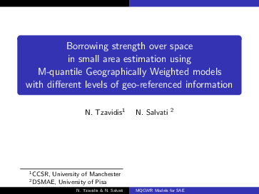(PDF) Borrowing strength over space in small area estimation using M-quantile Geographically ...