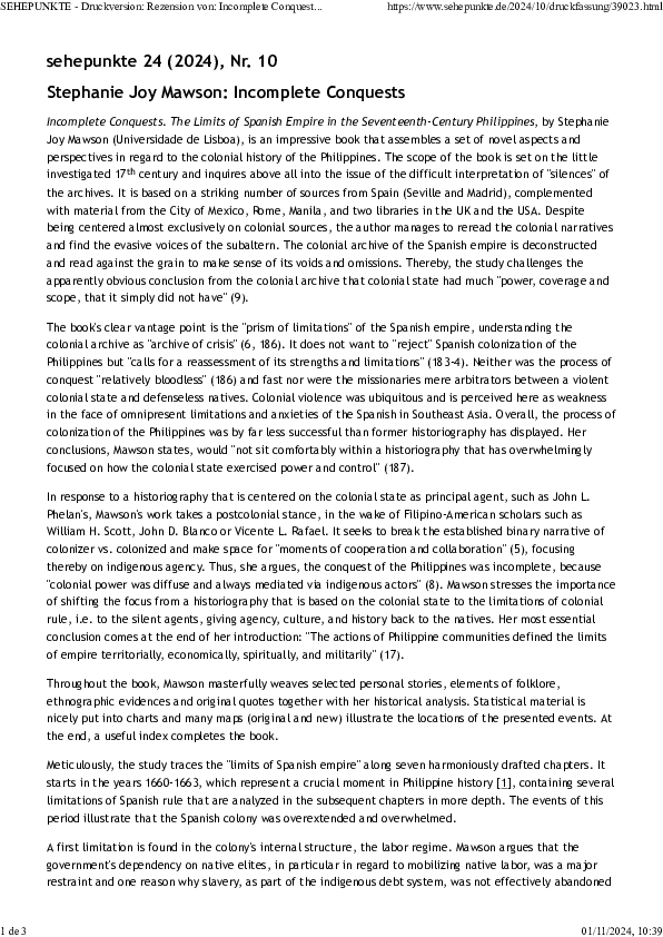 (PDF) Review of: Stephanie Mawson, Incomplete Conquests. The Limits of ...
