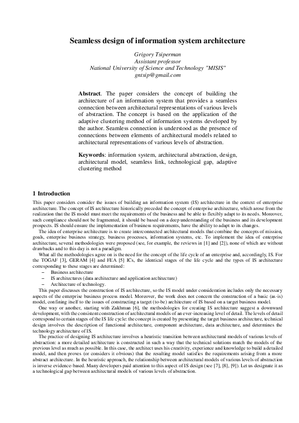 (PDF) Seamless design of information system architecture