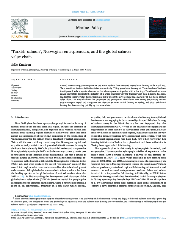(PDF) 'Turkish salmon', Norwegian entrepreneurs, and the global salmon ...