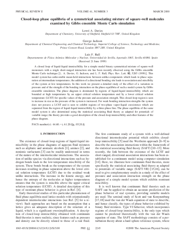 (PDF) Closed-loop phase equilibria of a symmetrical associating mixture of square-well molecules ...