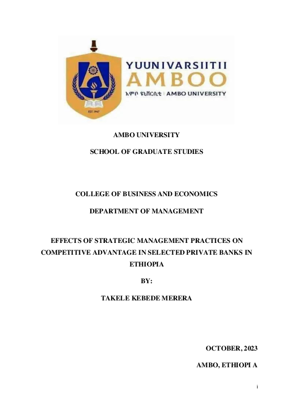 (PDF) AMBO UNIVERSITY SCHOOL OF GRADUATE STUDIES COLLEGE OF BUSINESS ...