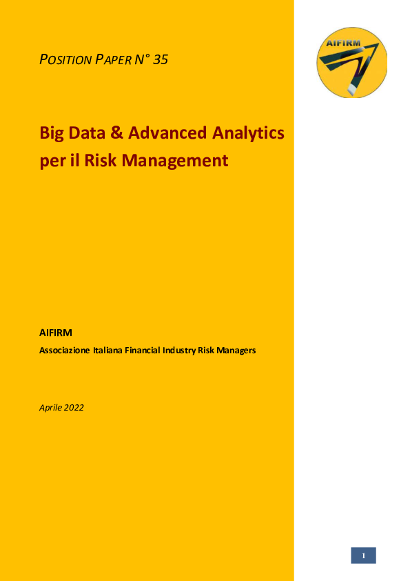 (PDF) Big Data & Advanced Analytics per il Risk Management