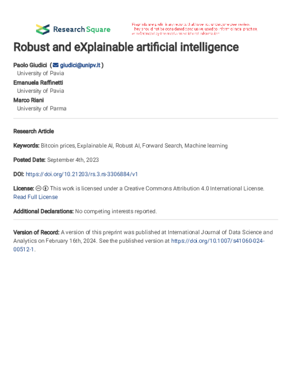 (PDF) Robust and eXplainable artificial intelligence