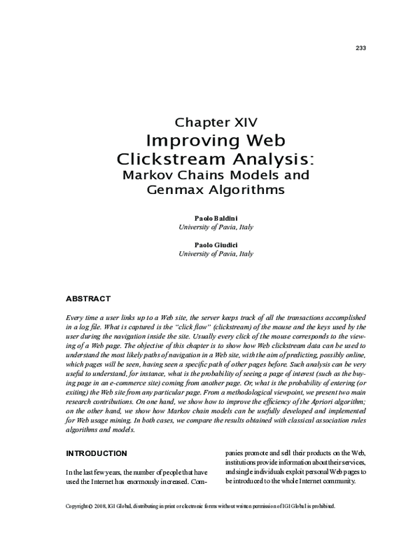 (PDF) Improving Web Clickstream Analysis