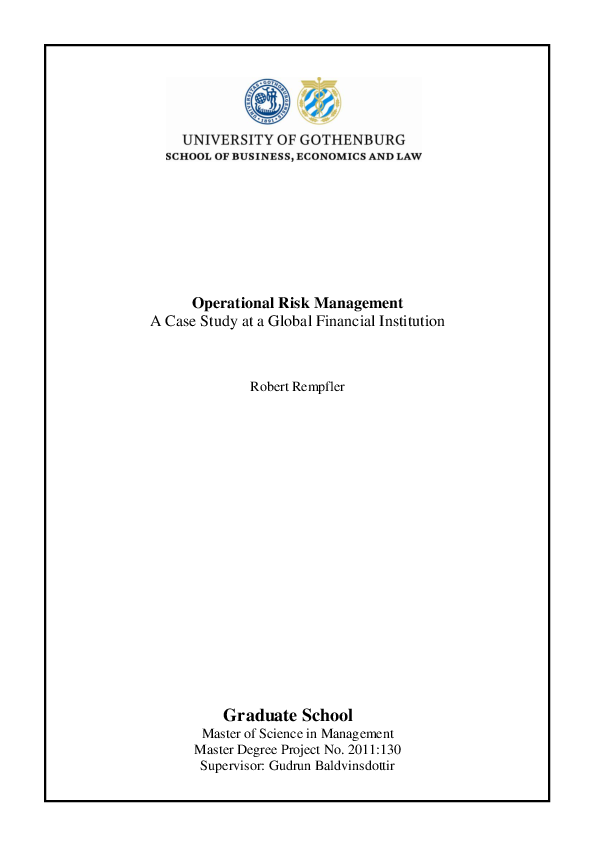(PDF) Operational Risk Management