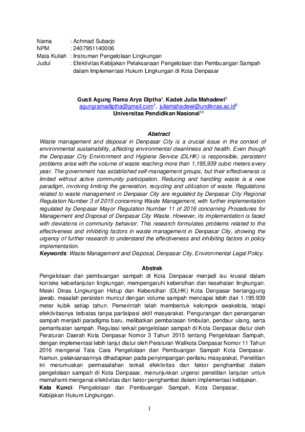 (PDF) Nama : Achmad Subarjo NPM : 2407951140006 Mata Kuliah : Instrumen ...