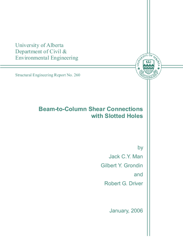 (PDF) Beam-to-column shear connections with slotted holes