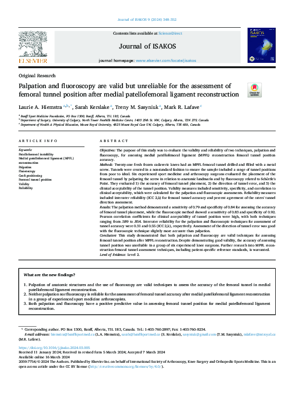 (PDF) Palpation and Fluoroscopy are Valid but Unreliable for the ...