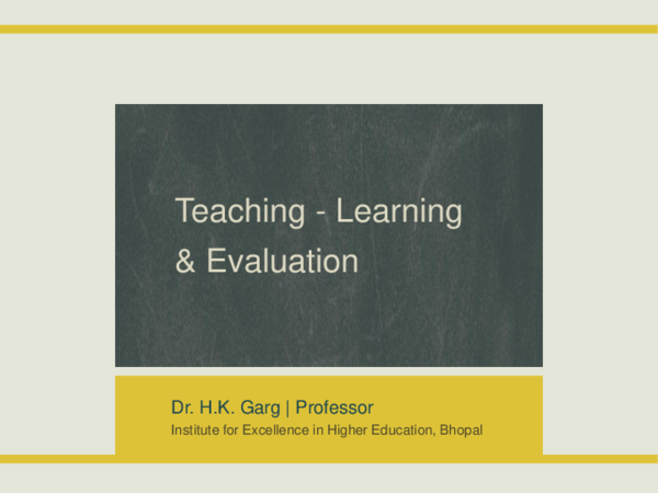 (PDF) Teaching Learning & Evaluation