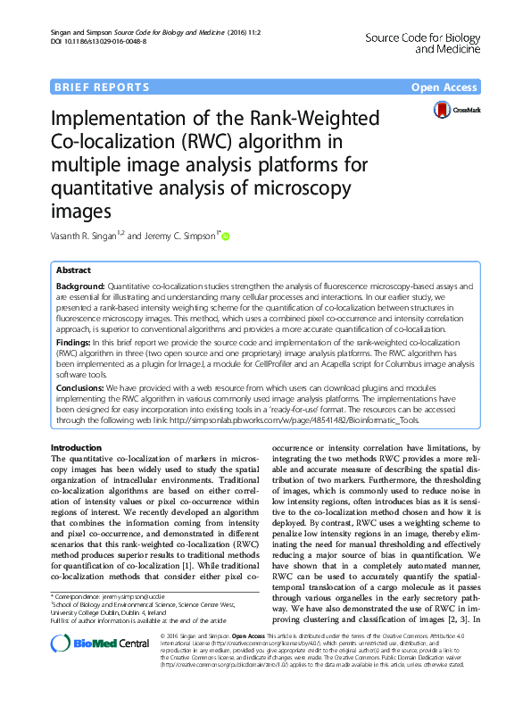 (PDF) RWC Algorithm for Quantitative Image Analysis