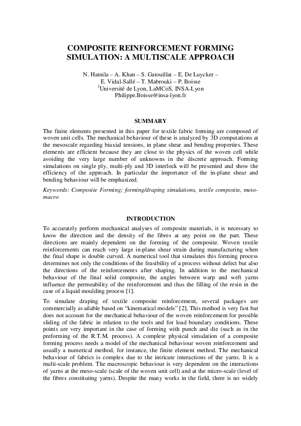 Pdf Composite Reinforcement Forming Simulation A Multiscale Approach