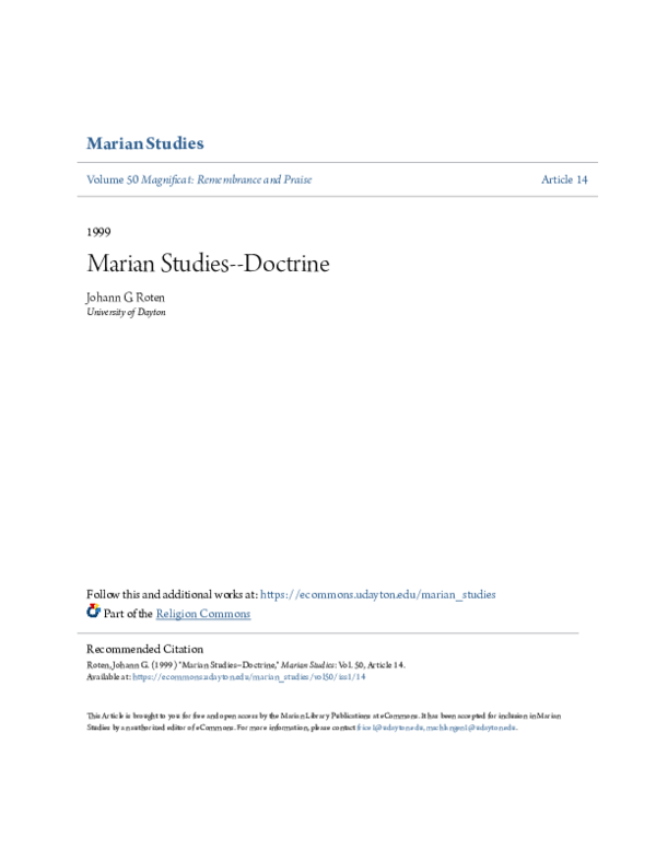 (PDF) Marian Studies--Doctrine