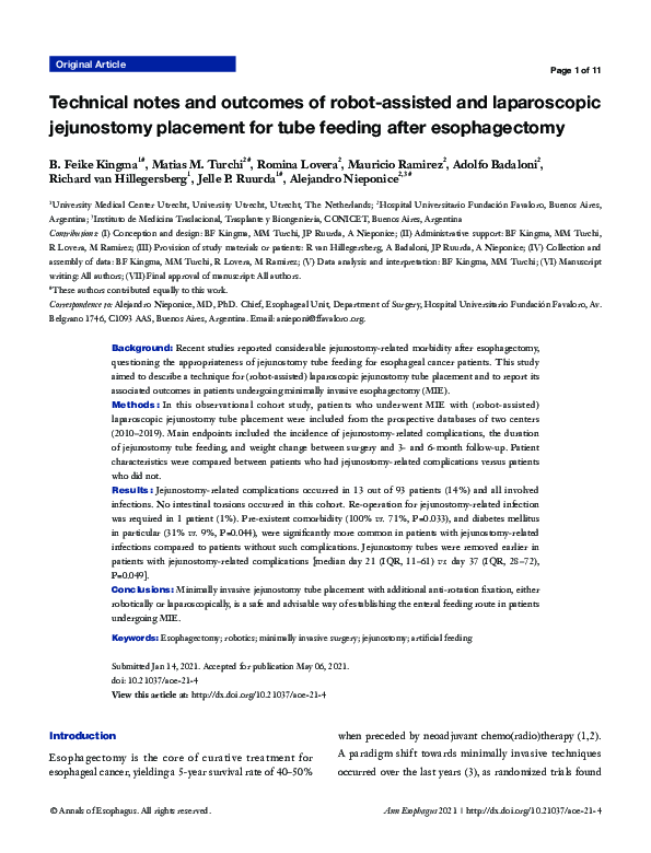 (PDF) Technical notes and outcomes of robot-assisted and laparoscopic ...