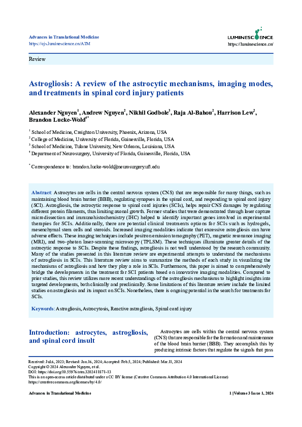 (PDF) Astrogliosis: A review of the astrocytic mechanisms, imaging ...