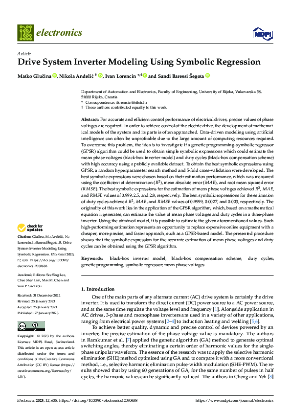 (PDF) Drive System Inverter Modeling Using Symbolic Regression