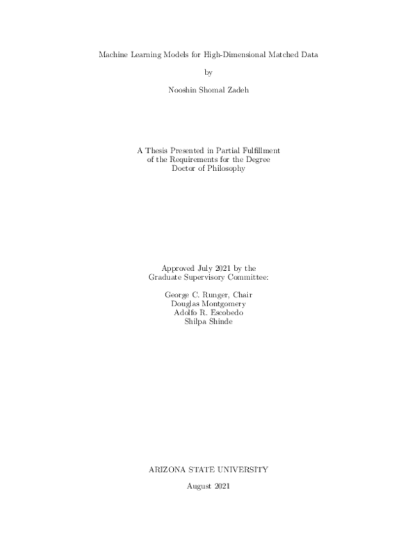(PDF) Machine Learning Models for High-Dimensional Matched Data