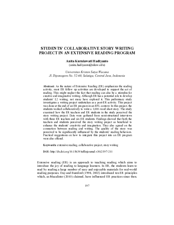(PDF) Students’ Collaborative Story Writing Project in an Extensive ...