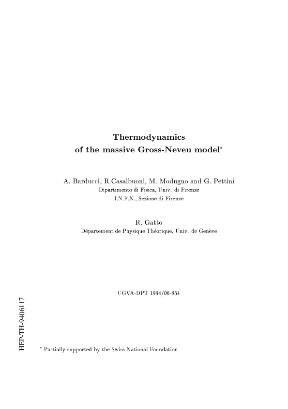 (PDF) Thermodynamics of the massive Gross-Neveu model