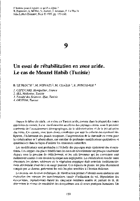 (PDF) Un essai de réhabilitation en zone aride. Le cas de Menzel Habib ...