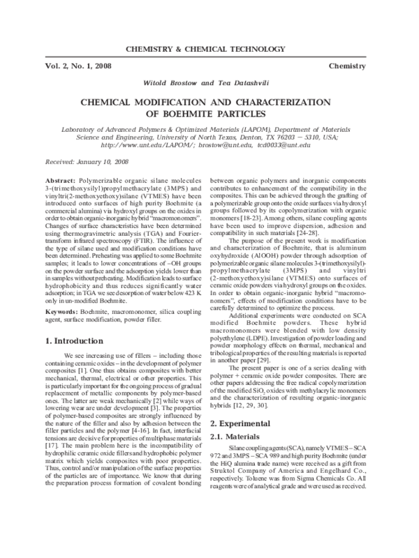 (PDF) Chemical modification and characterization of boehmite particles