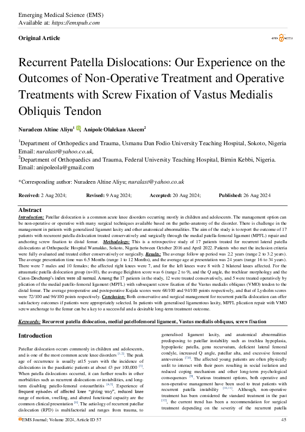 (PDF) Outcomes of Non-Operative vs. Surgical Treatment for Recurrent ...