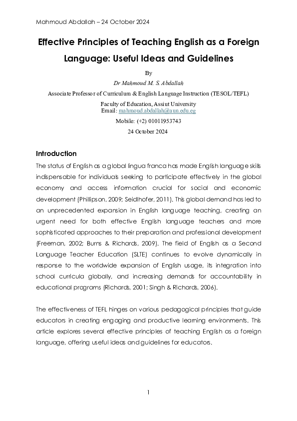 (PDF) Effective Principles of Teaching English as a Foreign Language ...