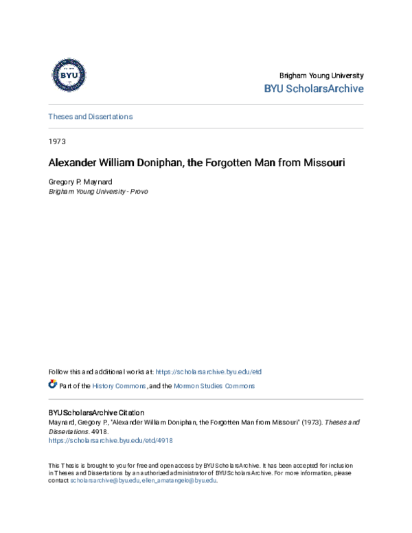 (PDF) Alexander William Doniphan, the Forgotten Man from Missouri