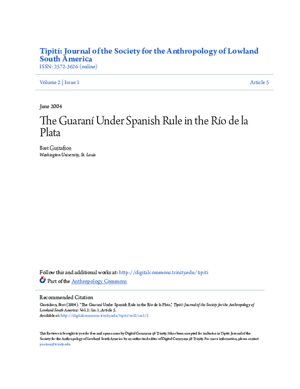 (PDF) The Guaraní Under Spanish Rule in the Río de la Plata