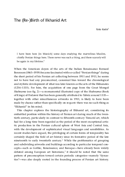 (PDF) "The (re-)birth of Ilkhanid art", in The Mongol Empire in Global ...