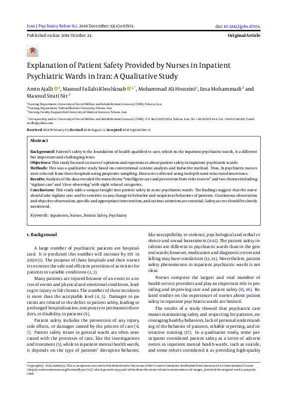 (PDF) Explanation of Patient Safety Provided by Nurses in Inpatient ...