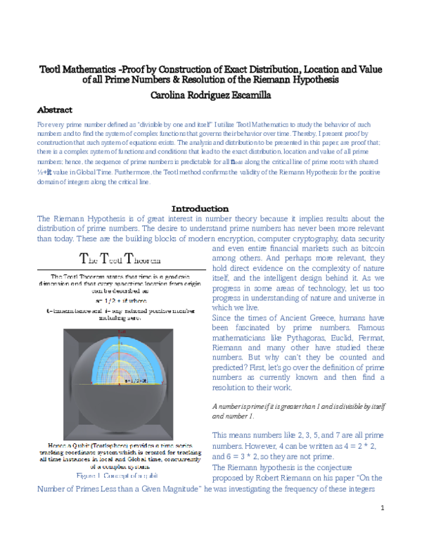 (PDF) Teotl Mathematics -Proof by Construction of Exact Distribution ...