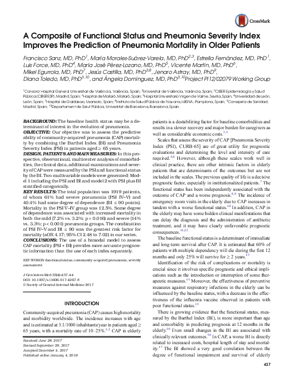 (PDF) A Composite of Functional Status and Pneumonia Severity Index Improves the Prediction of ...