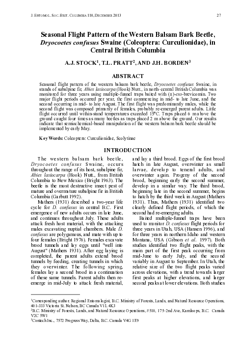 (PDF) Seasonal flight pattern of the western balsam bark beetle ...
