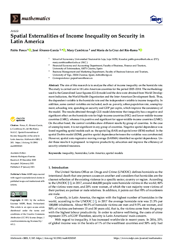 (PDF) Spatial Externalities of Income Inequality on Security in Latin America