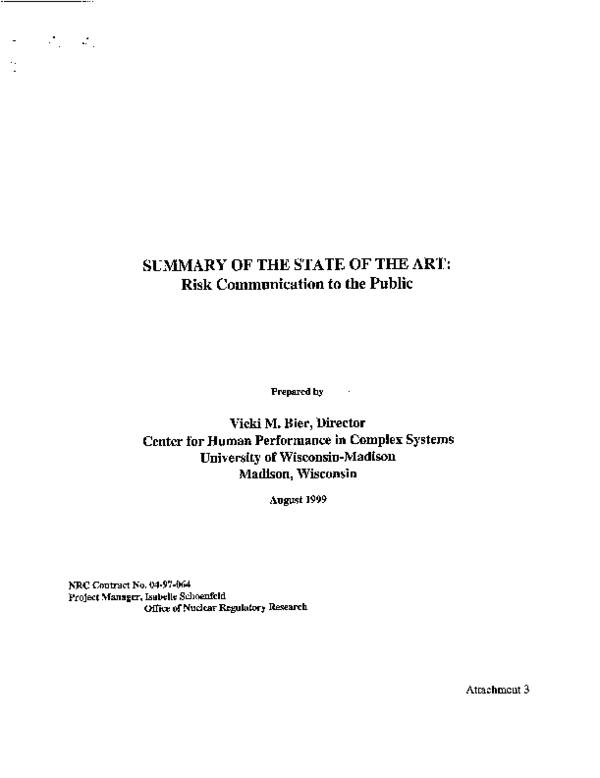 (PDF) On the state of the art: risk communication to the public