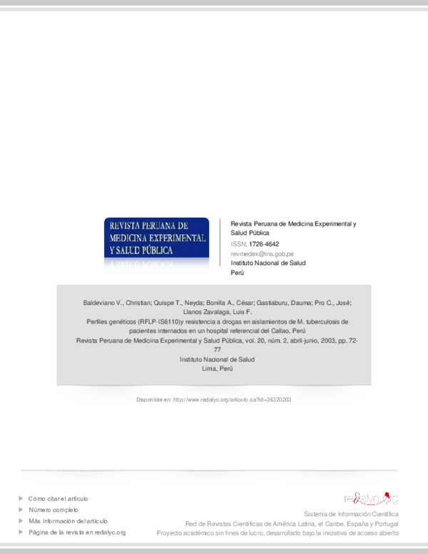 (PDF) Perfiles genéticos (RFLP-IS6110)y resistencia a drogas en ...